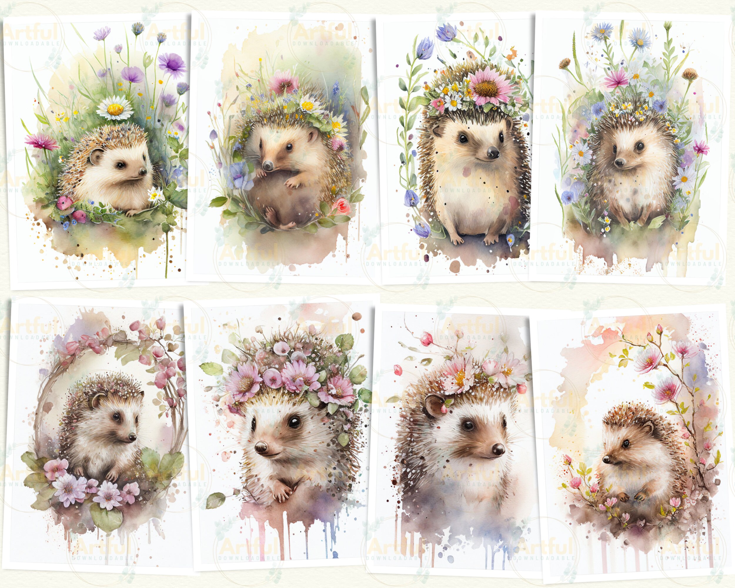 Baby Hedgehog Watercolor Clipart Bundle Cute Animal JPG - Etsy