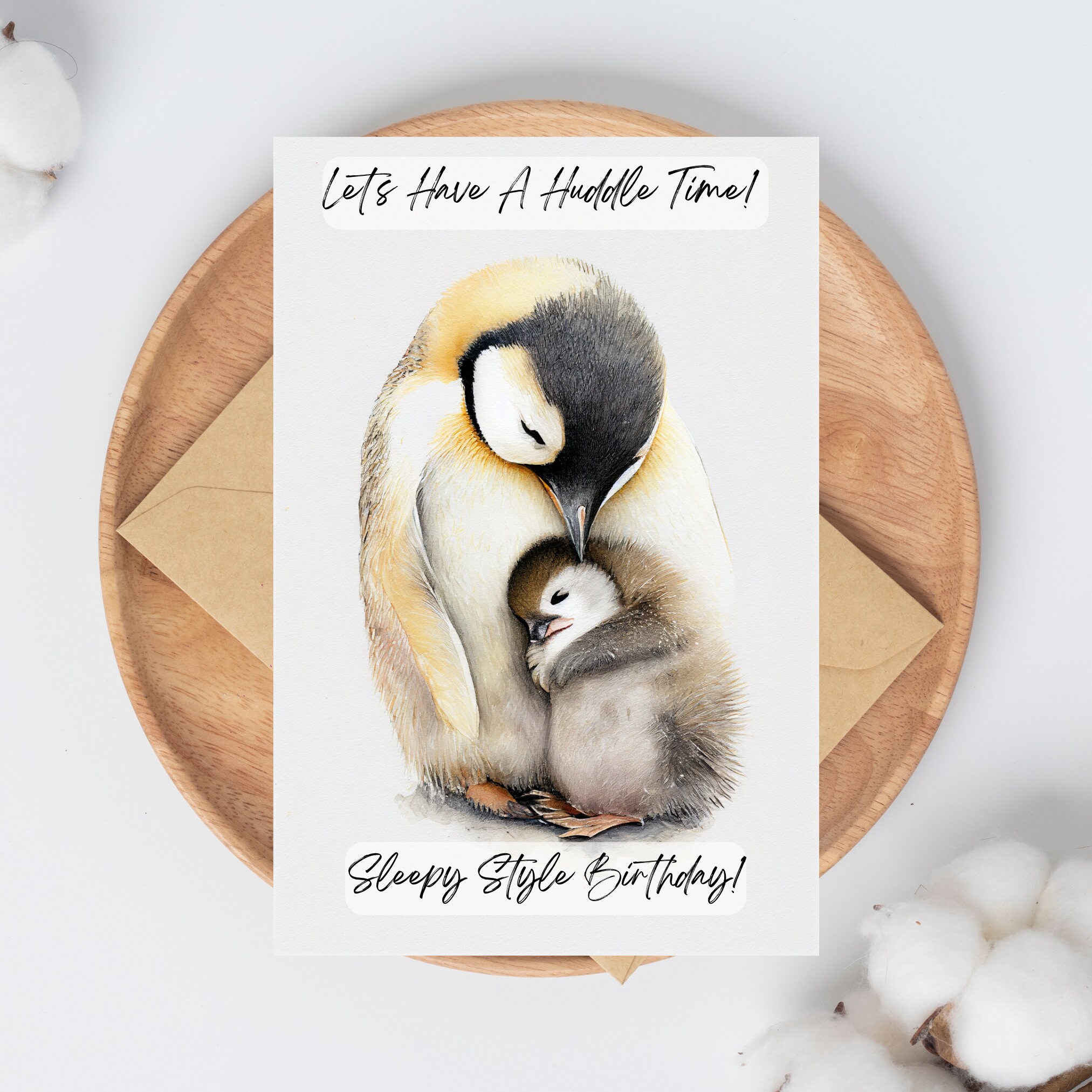 Baby Penguin & Mom in Drowsy Watercolor Clipart Bundle, Cute Animal JPG ...