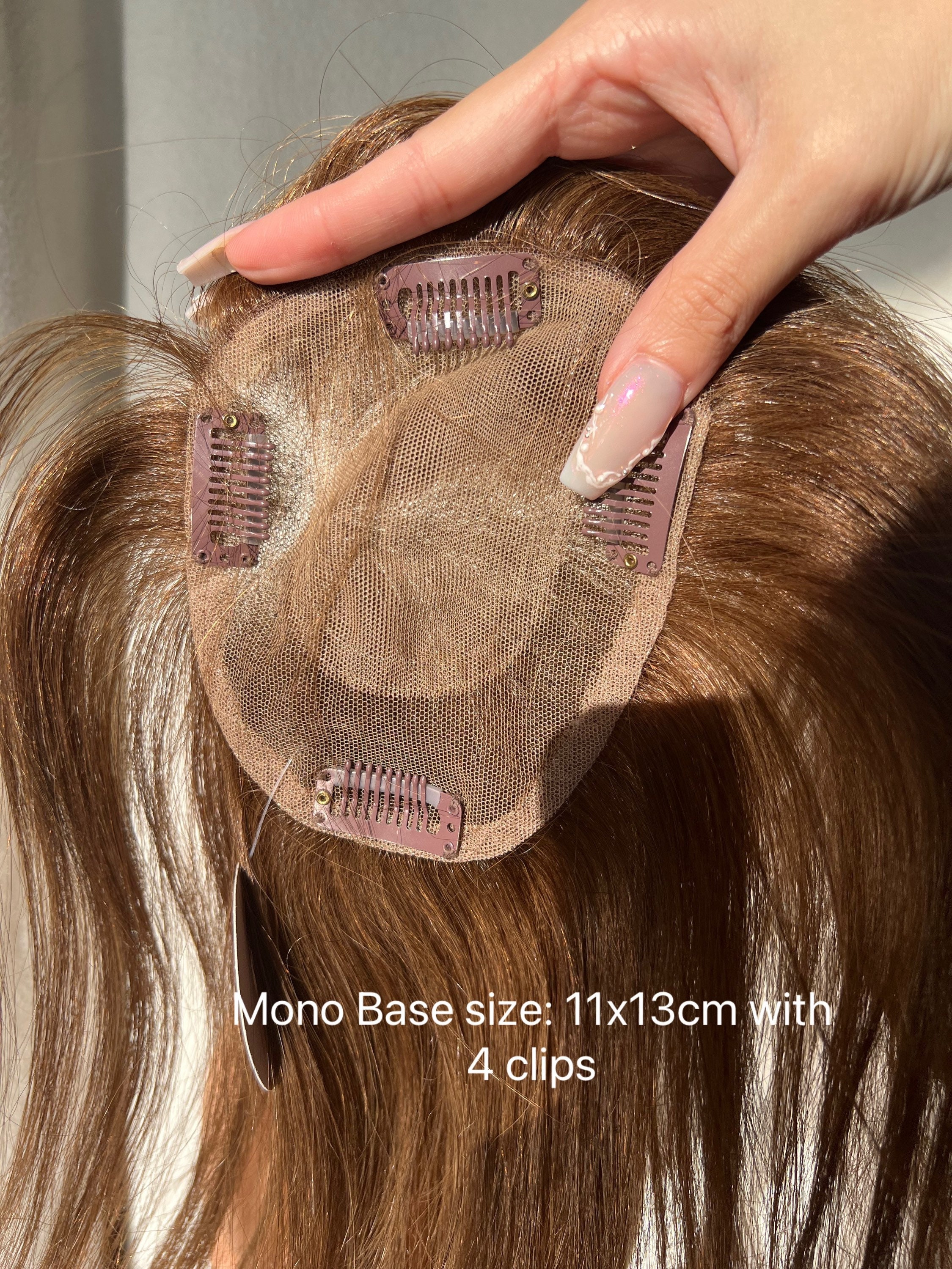 Human Clip Hair 11x13 Straight Cover up Women Hair Piece Topper Mono ...