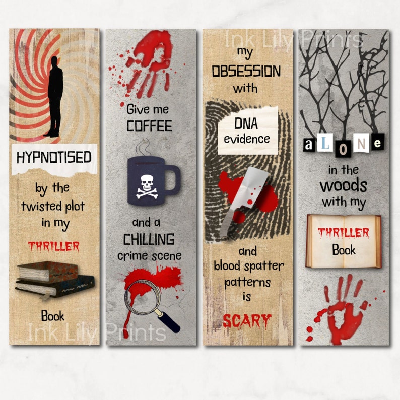 Stay on the Edge of Your Seat With These Thriller Book Reader Bookmarks - Set of 4 Bookmarks - Etsy