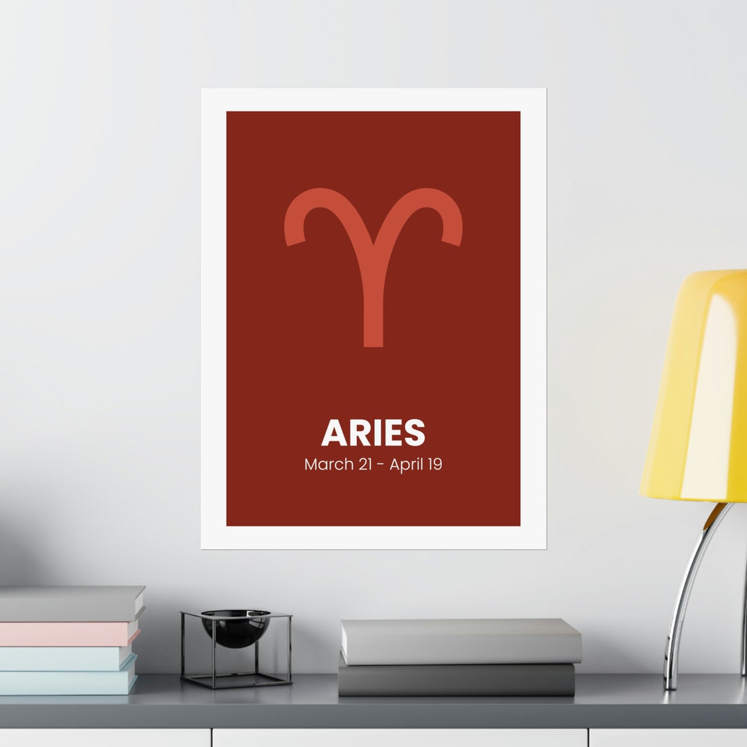 Zodiac Sign Aries Signature Color Matte Vertical Posters, Different ...