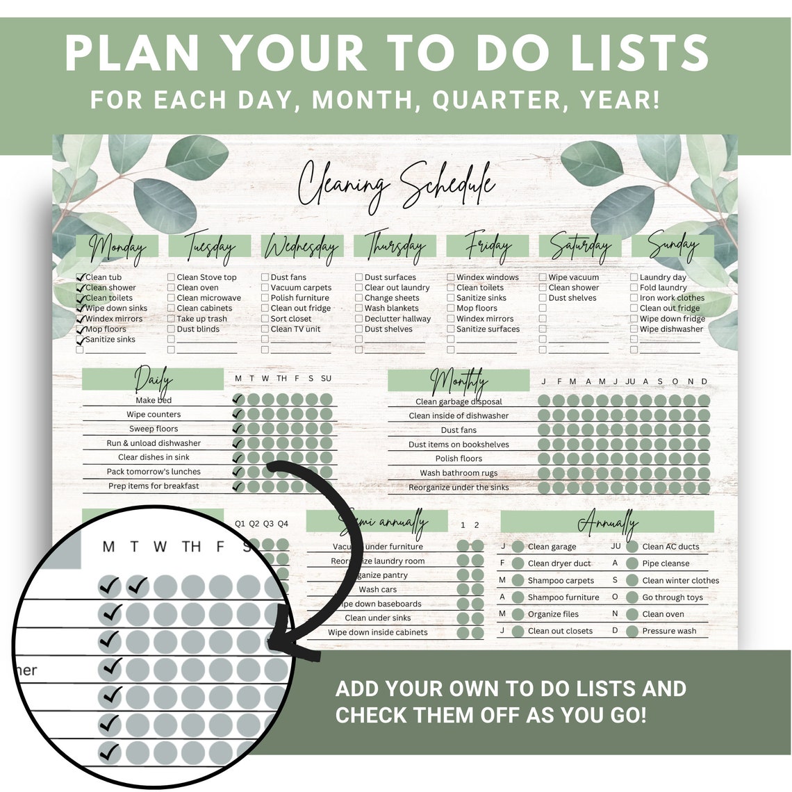 Cleaning Checklist in Eucalyptus - Etsy