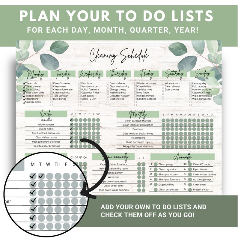 Cleaning Checklist in Eucalyptus - Etsy