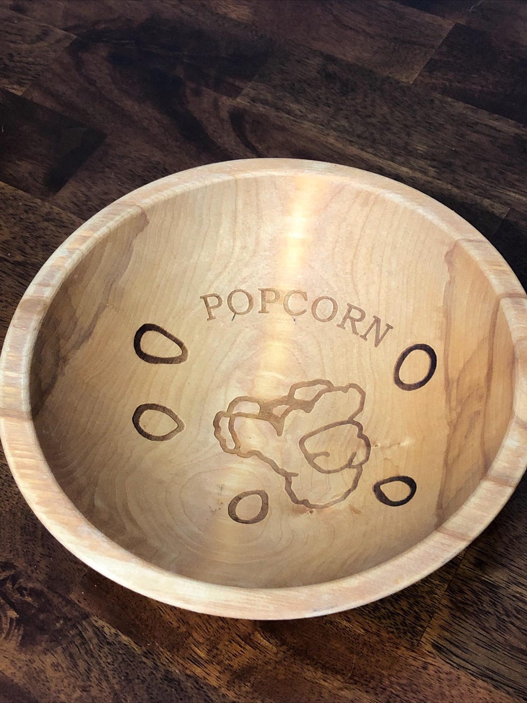 The Great Alaskan Bowl Company 9” Carved Wood Bowl POPCORN Movie Night ...