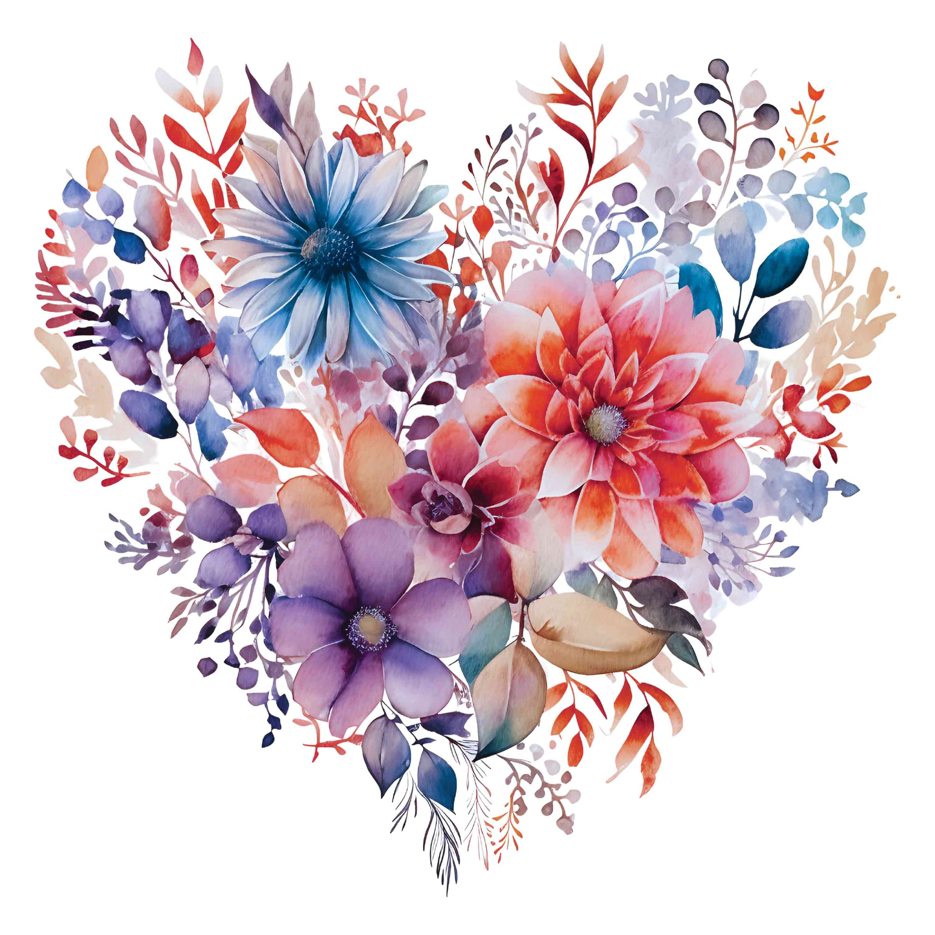 Watercolor Floral Hearts Valentine Clipart Heart Clipart - Etsy Australia