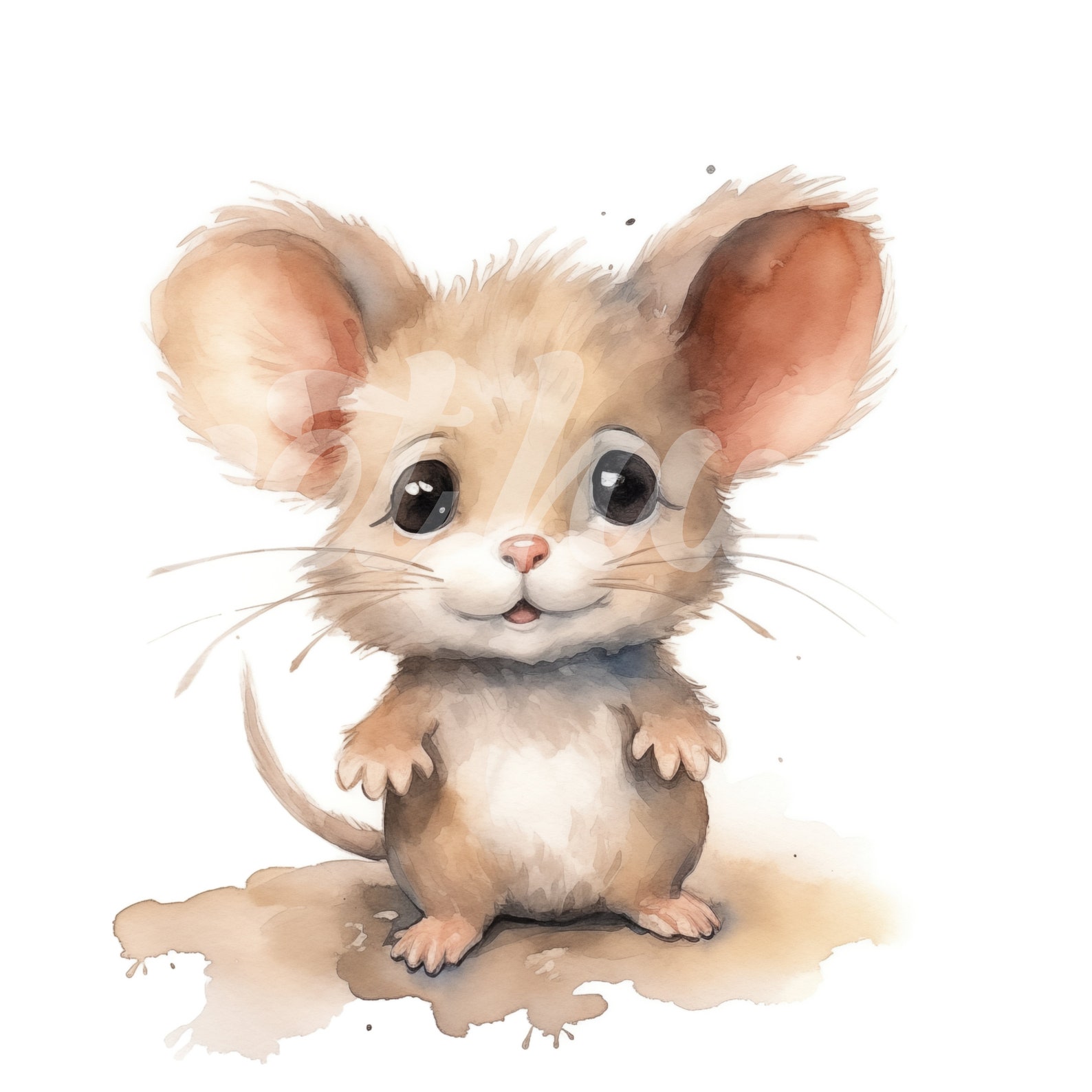 Cute Baby Mouse, Watercolor Cute Baby Mouse, Cute Baby Mouse Clipart ...