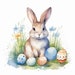 Watercolor Easter Bunny and Eggs Clipart 4 High Quality Jpgs Digital ...