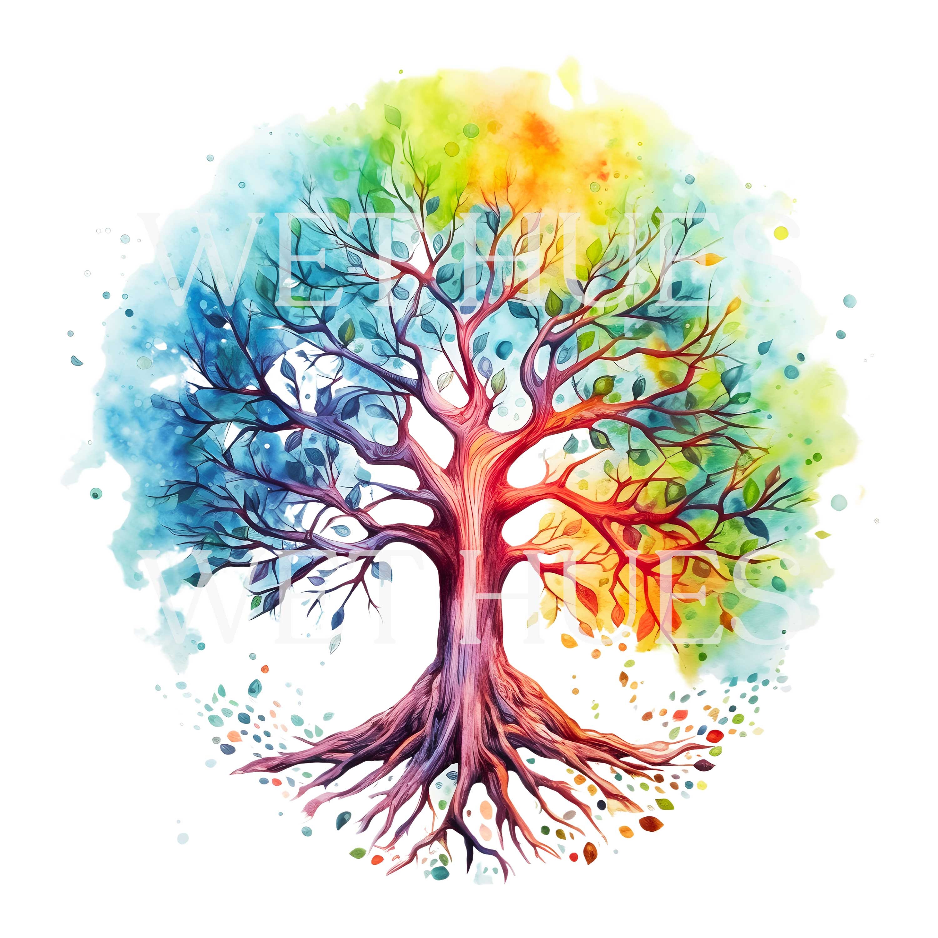 Tree of Life Watercolor PNG, Tree of Life Digital Clipart Wall Decor ...