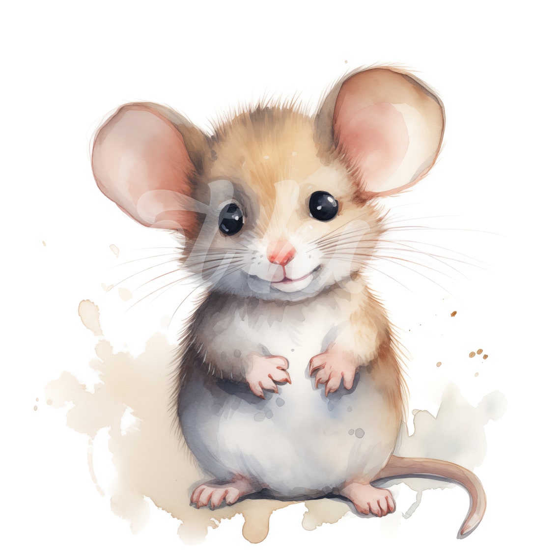 Cute Baby Mouse, Watercolor Cute Baby Mouse, Cute Baby Mouse Clipart ...
