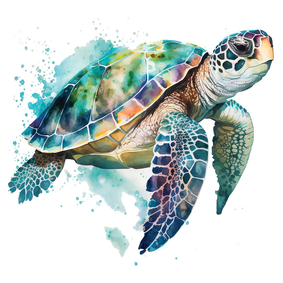 Watercolor Sea Turtle, Digital Downloads, Sea Turtle Clipart, Sea ...