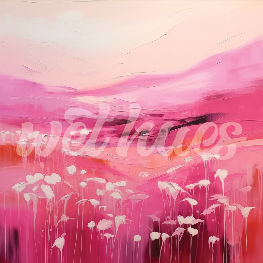 Watercolor Abstract Pink Landscape Clipart Set – 4 Jpgs Pastel Digital ...
