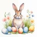 Watercolor Easter Bunny and Eggs Clipart 4 High Quality Jpgs Digital ...