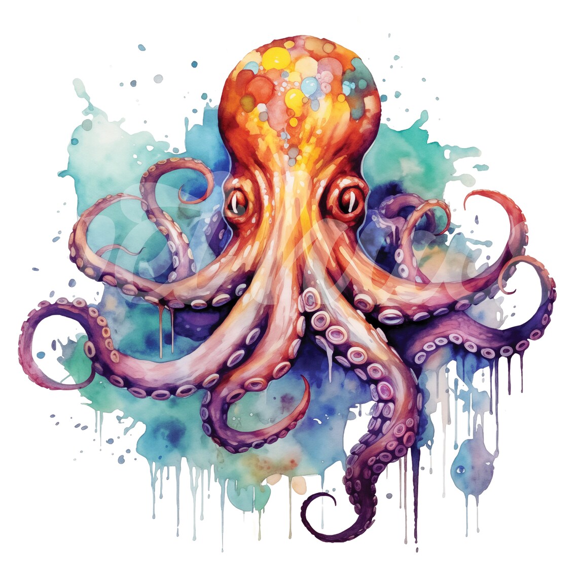 Watercolor Octopus Clipart, Octopus Colorful, Octopus Clipart PNG ...