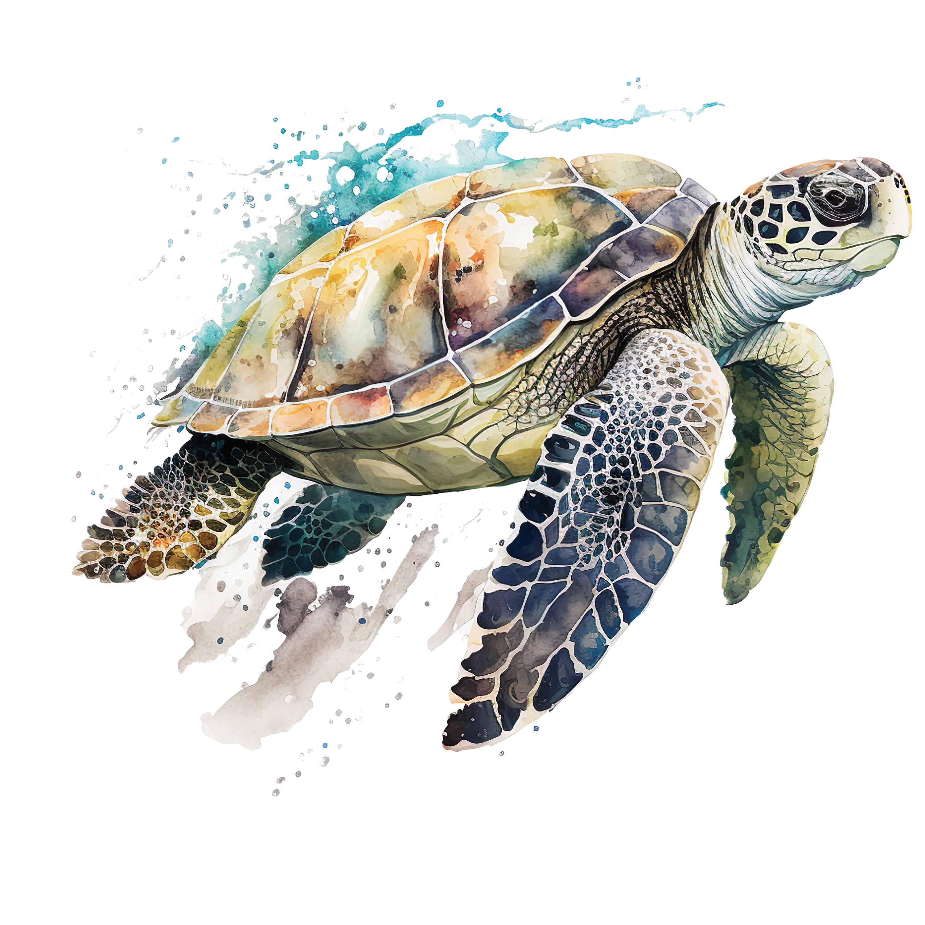 Watercolor Sea Turtle, Digital Downloads, Sea Turtle Clipart, Sea ...