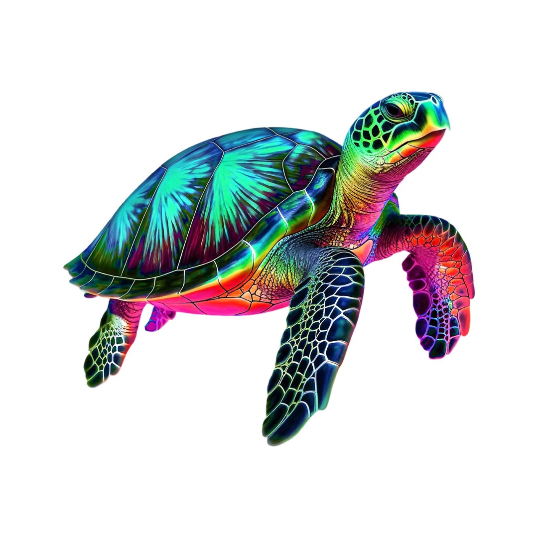 Colorful Sea Turtle, Digital Downloads, Turtle Clipart, Sea Turtle PNG ...