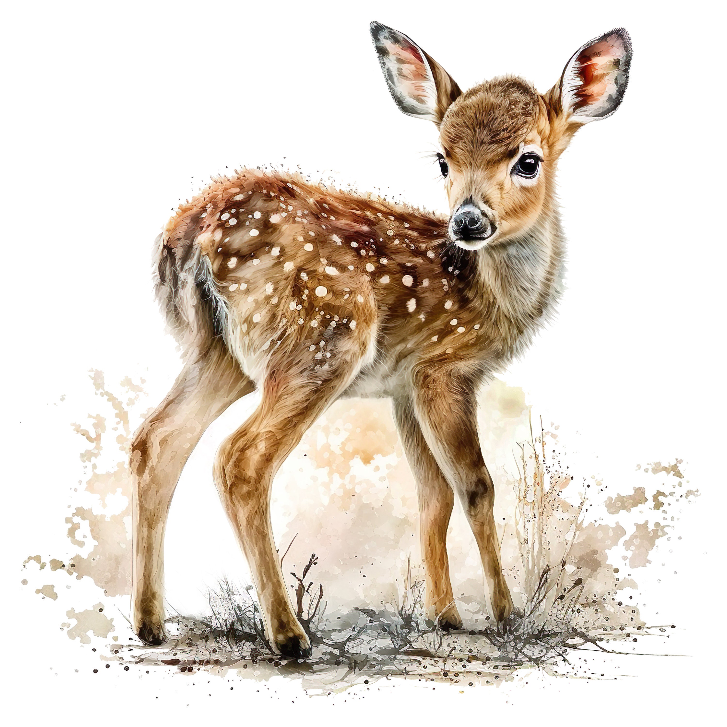 Baby Deer,watercolor Baby Deer Clipart, Watercolor Woodland Animal ...