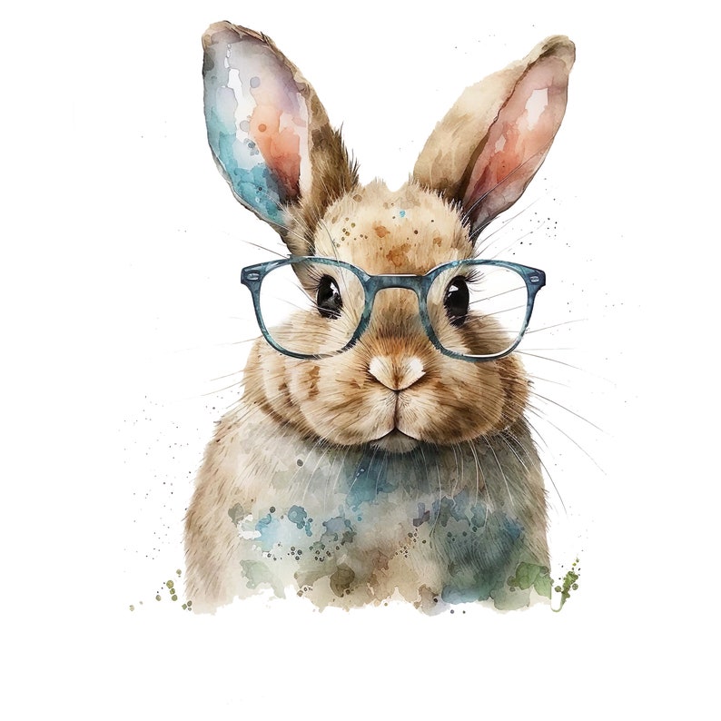 Bunny Wearing Glasses PNG, Funny Watercolor Bunny Design, Funny Rabbit ...