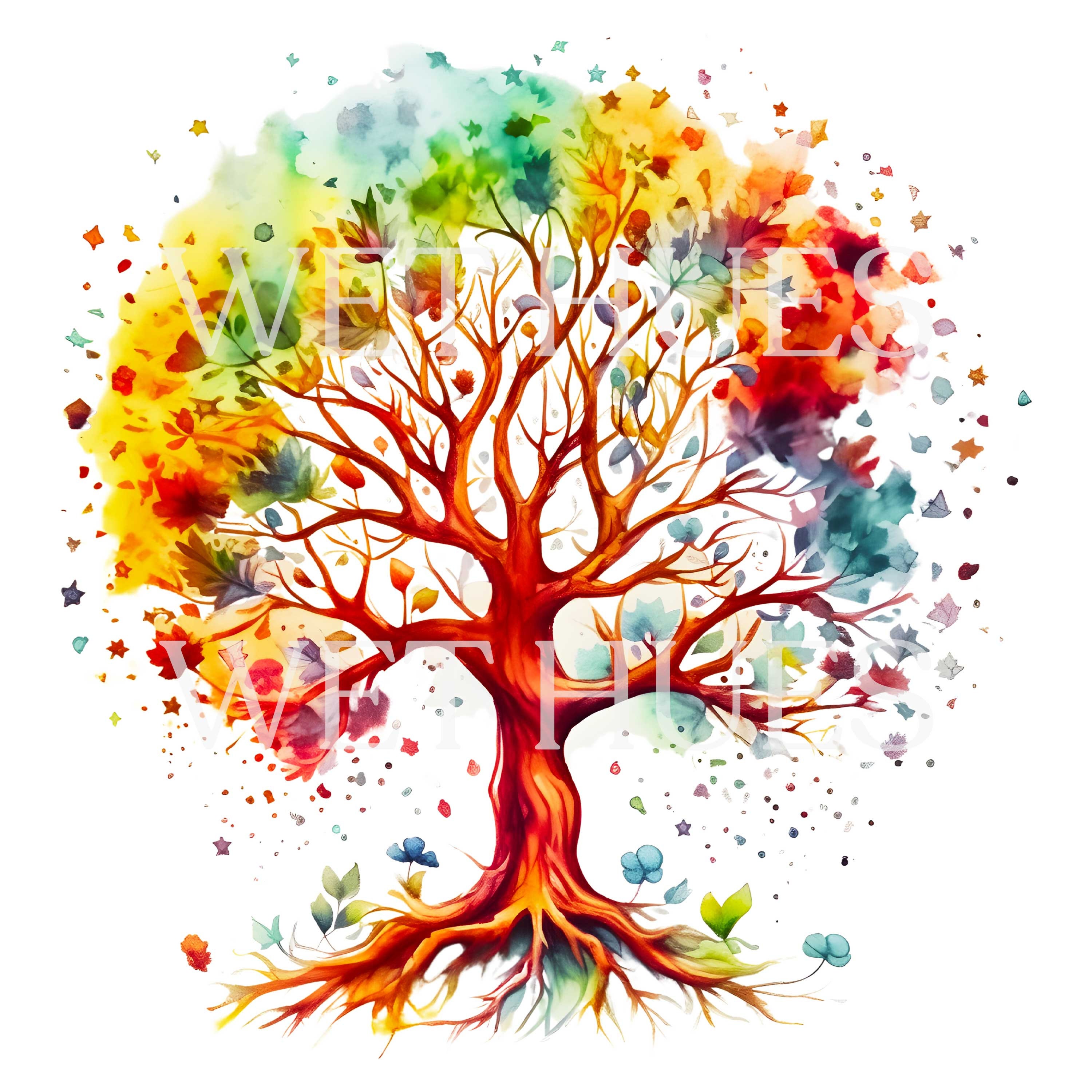 Tree of Life Watercolor PNG, Tree of Life Digital Clipart Wall Decor ...