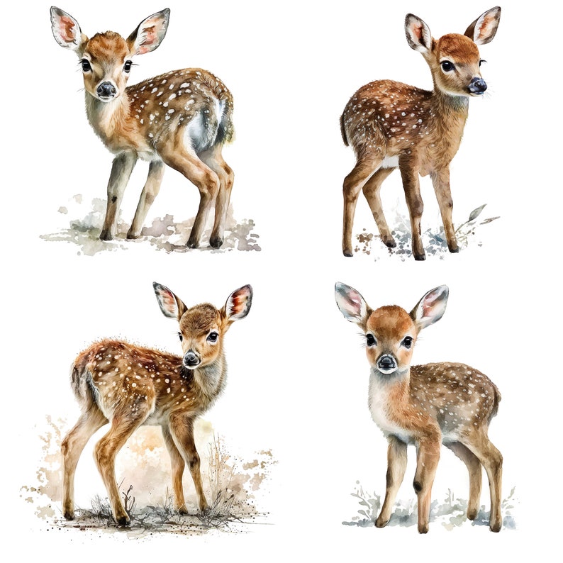Baby Deer,watercolor Baby Deer Clipart, Watercolor Woodland Animal ...
