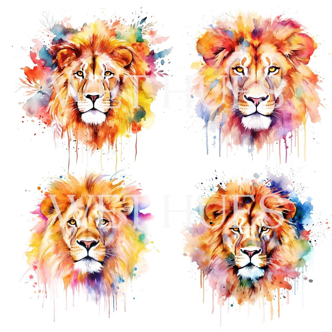 Lion Head Watercolor PNG, Lion Head Digital Clipart for Sublimation ...