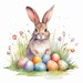 Watercolor Easter Bunny and Eggs Clipart 4 High Quality Jpgs Digital ...