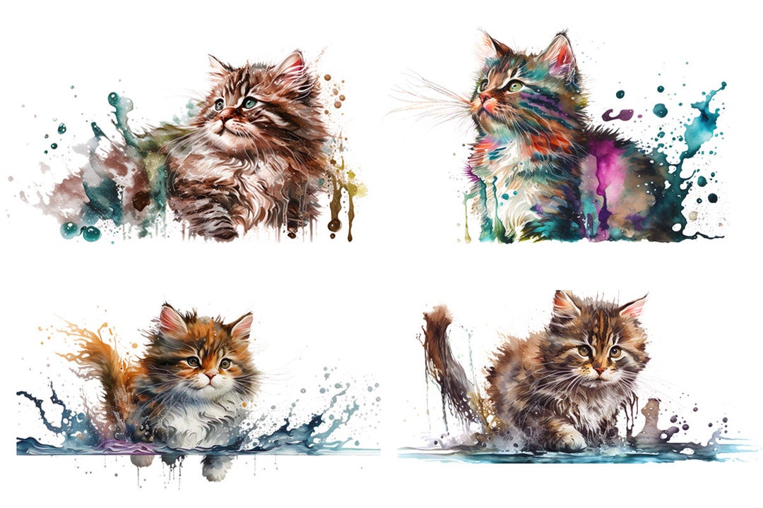 Kitten Watercolor, Digital Downloads, Kitten Clipart, Kitten PNG ...