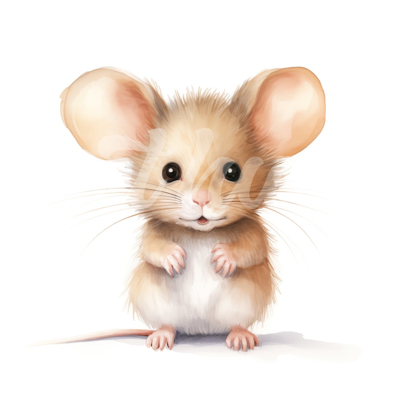 Cute Baby Mouse, Watercolor Cute Baby Mouse, Cute Baby Mouse Clipart ...