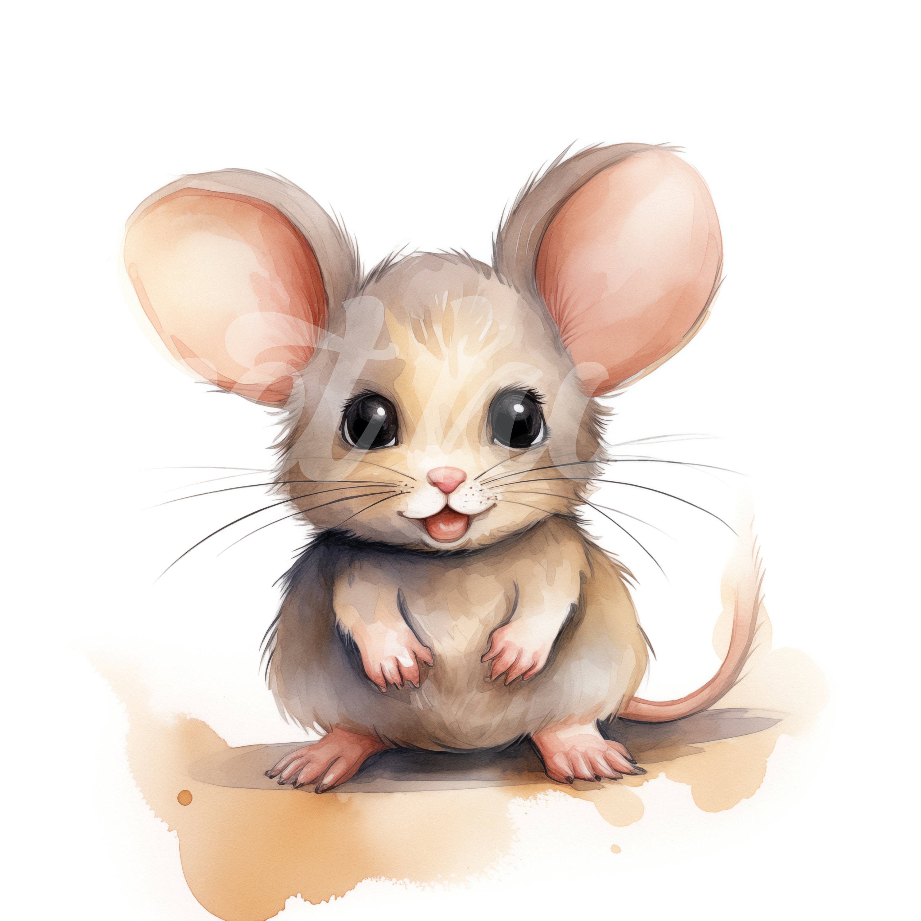 Cute Baby Mouse, Watercolor Cute Baby Mouse, Cute Baby Mouse Clipart ...