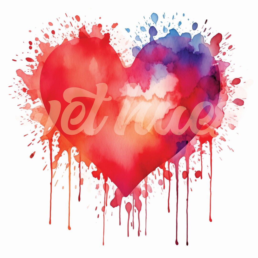 Watercolor Heart Clipart Set – 4 Jpgs Hand-painted Illustrations for ...