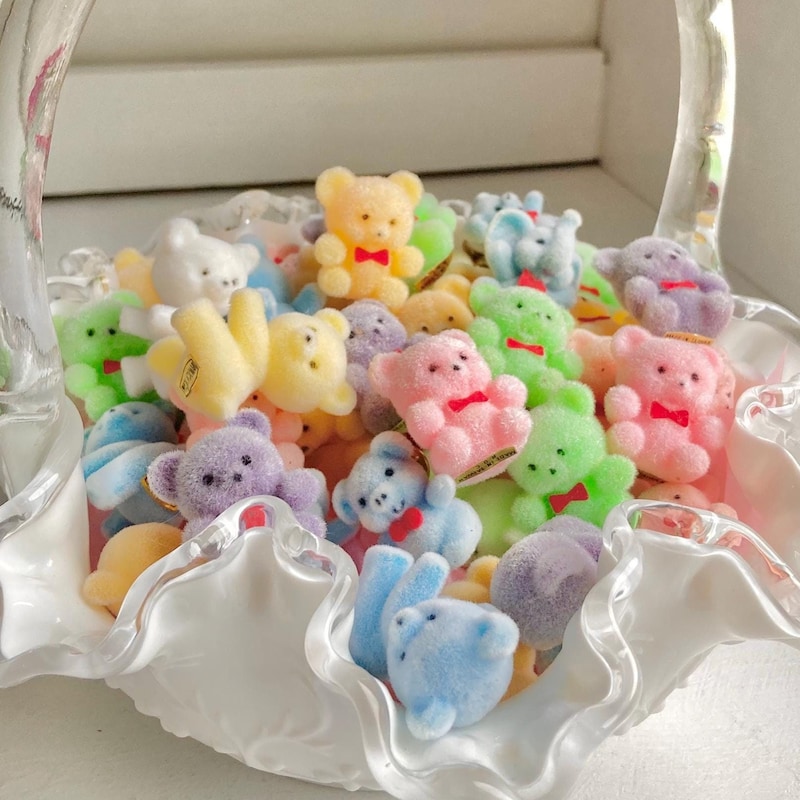 Flocked Bear Figurines - Etsy