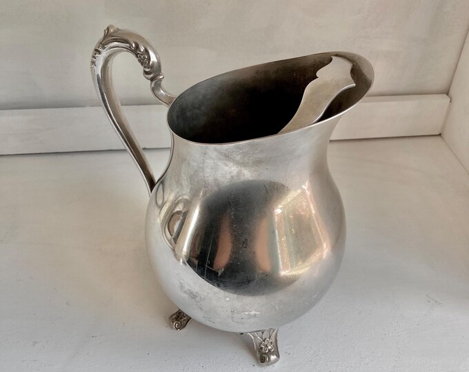 Vintage FB Rogers Silver Plate Water Pitcher With Ice Lip and Four ...