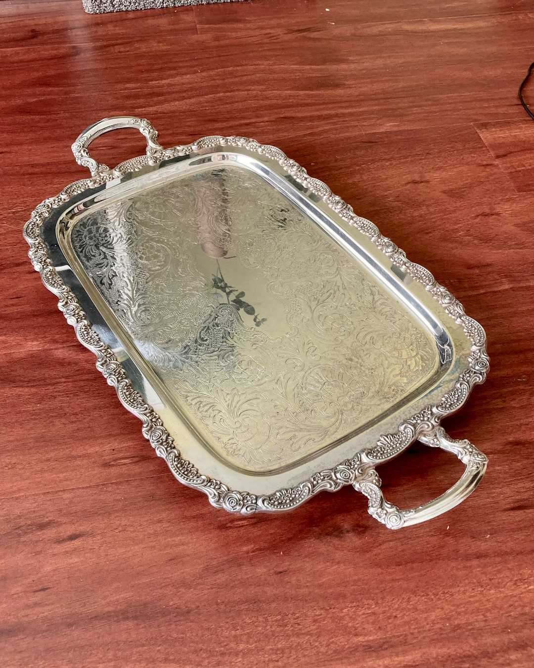 Large 25" Vintage Silverplated Oneida Garland Edge Serving/butler's ...