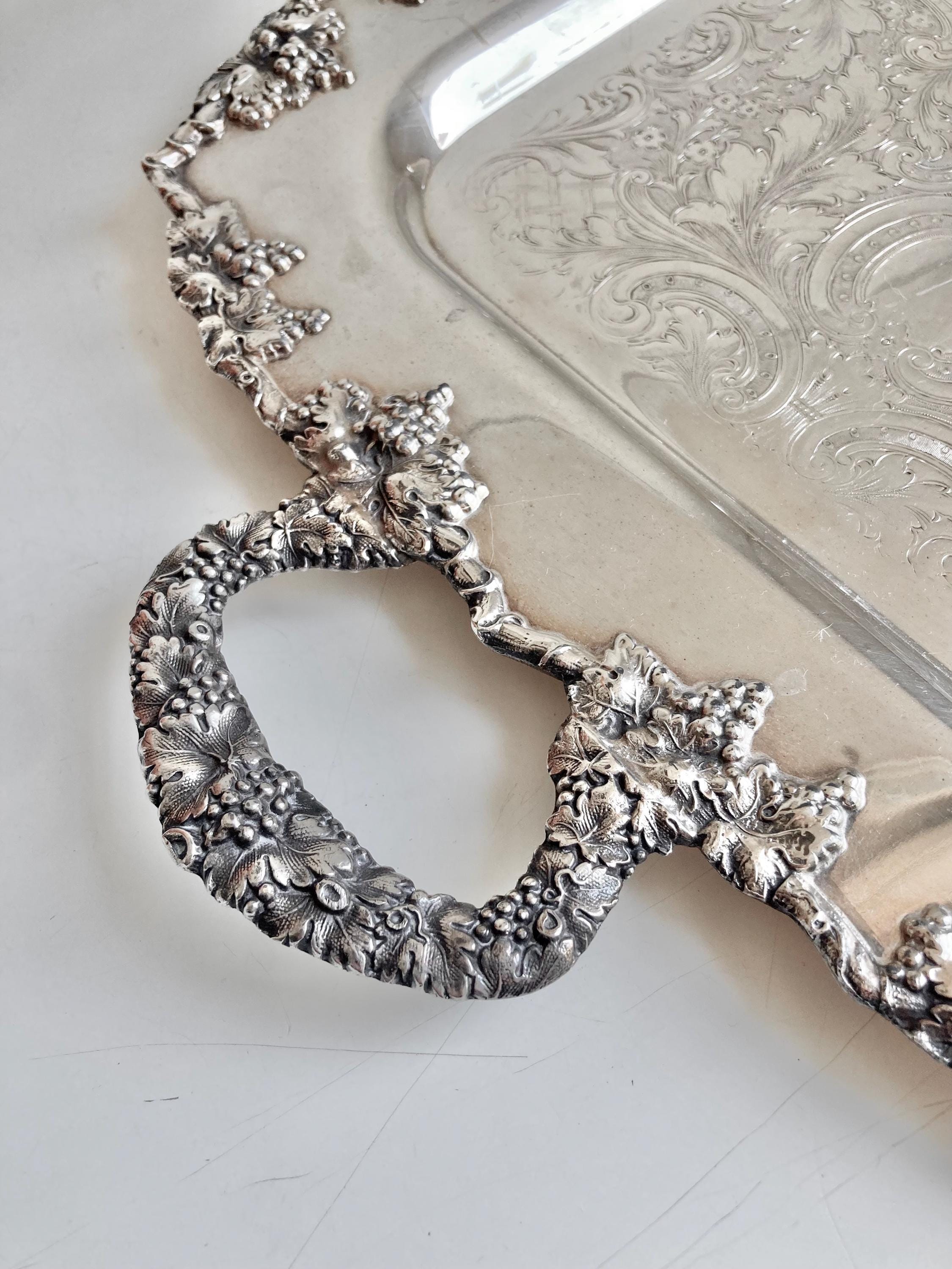 Vintage Silver Plate Grapevine Pattern Butler's Tray 23 Inch - Etsy
