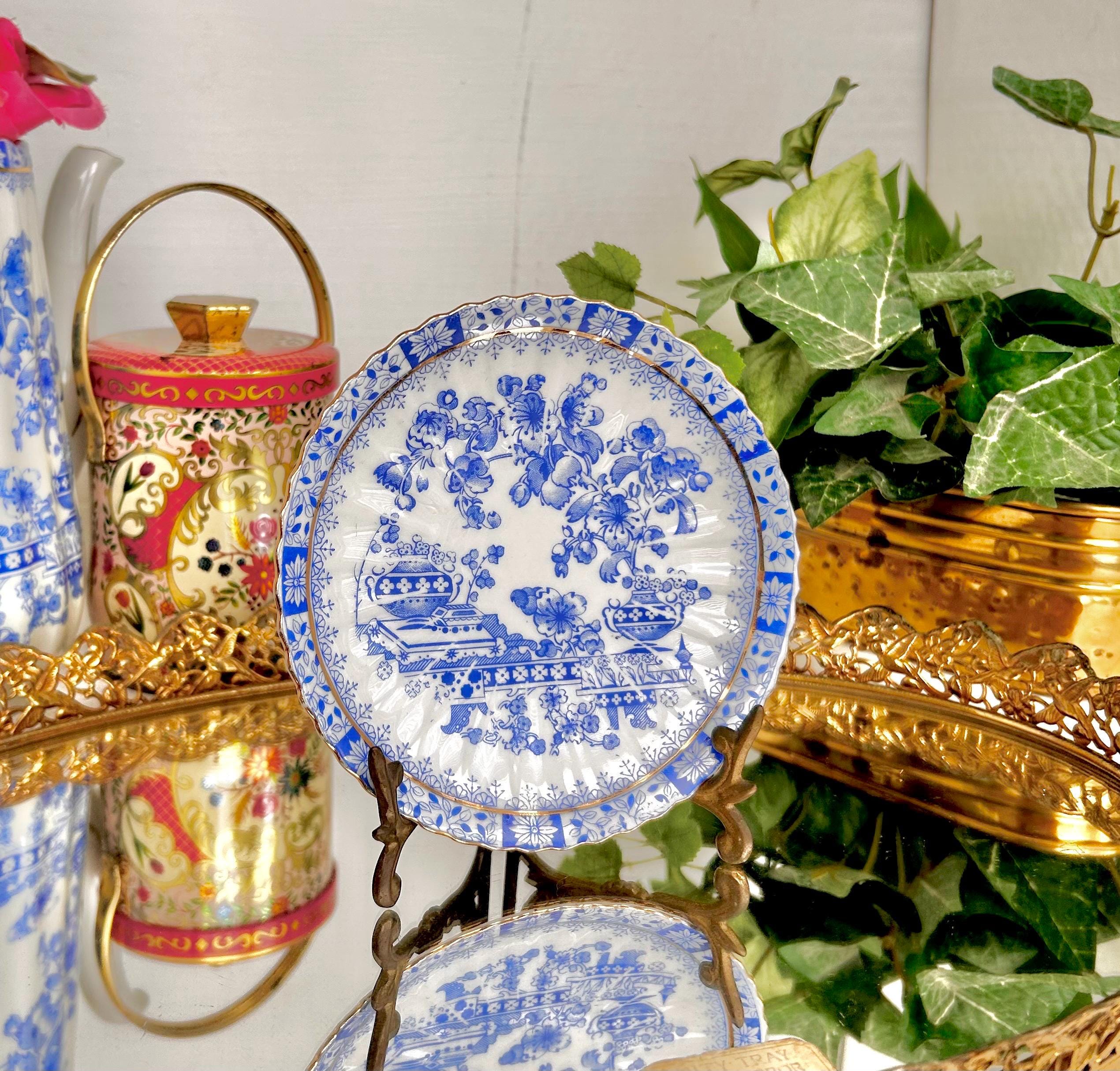Vintage China-blau Tea Set: Blue & White Bavarian China - Gilt Trim - Etsy