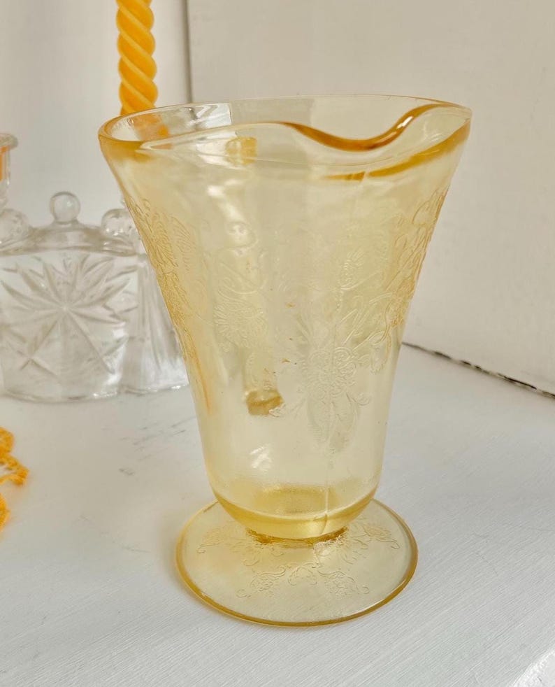 Vintage Hazel Atlas Yellow Depression Glass Pitcher – Florentine Poppy ...