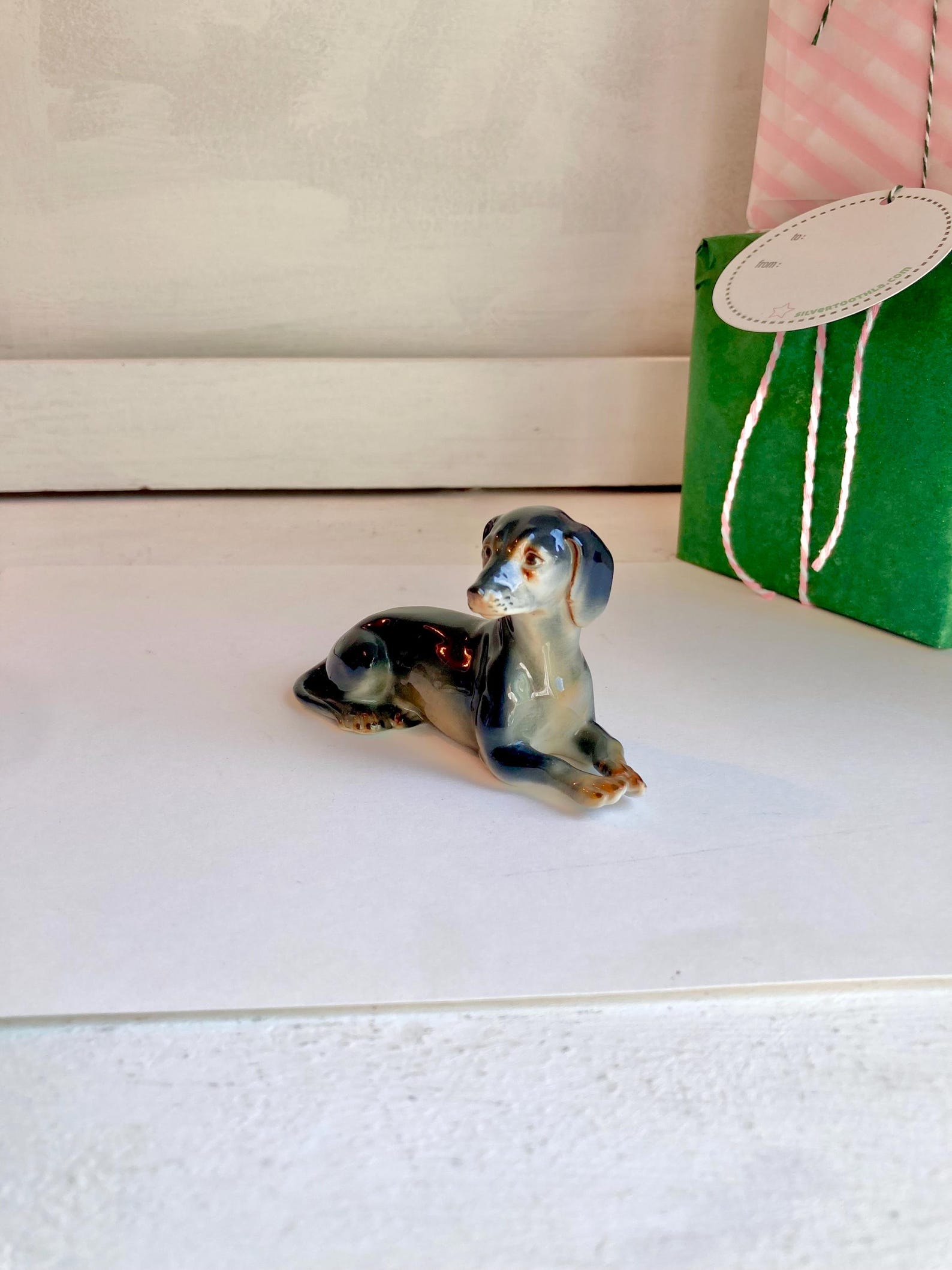 Vintage German-made Ceramic Dog Figurine - Hand Painted Lifelike ...