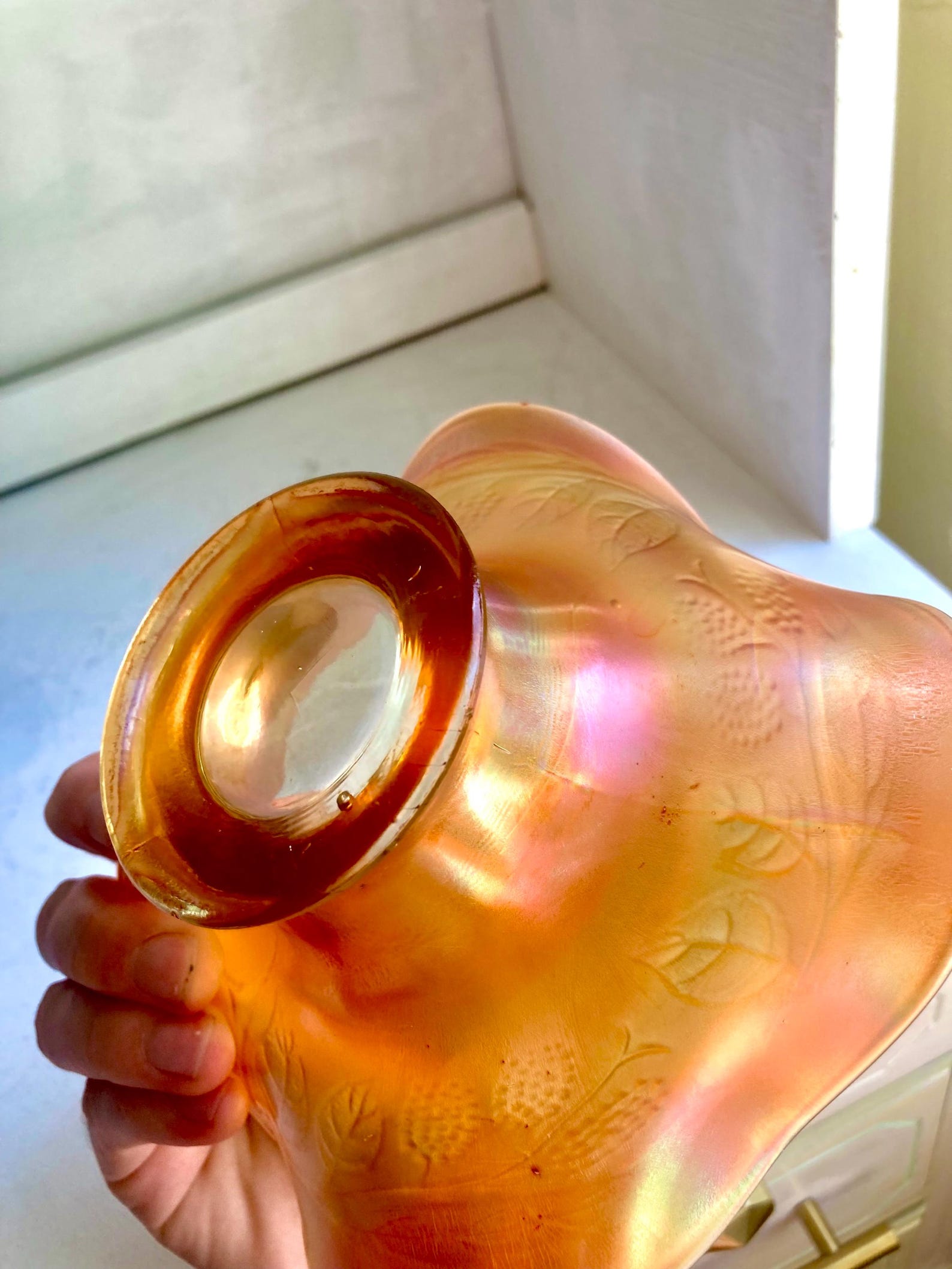 Vintage FENTON Blackberry Spray Carnival Glass Bowl - Marigold Bon Bon ...