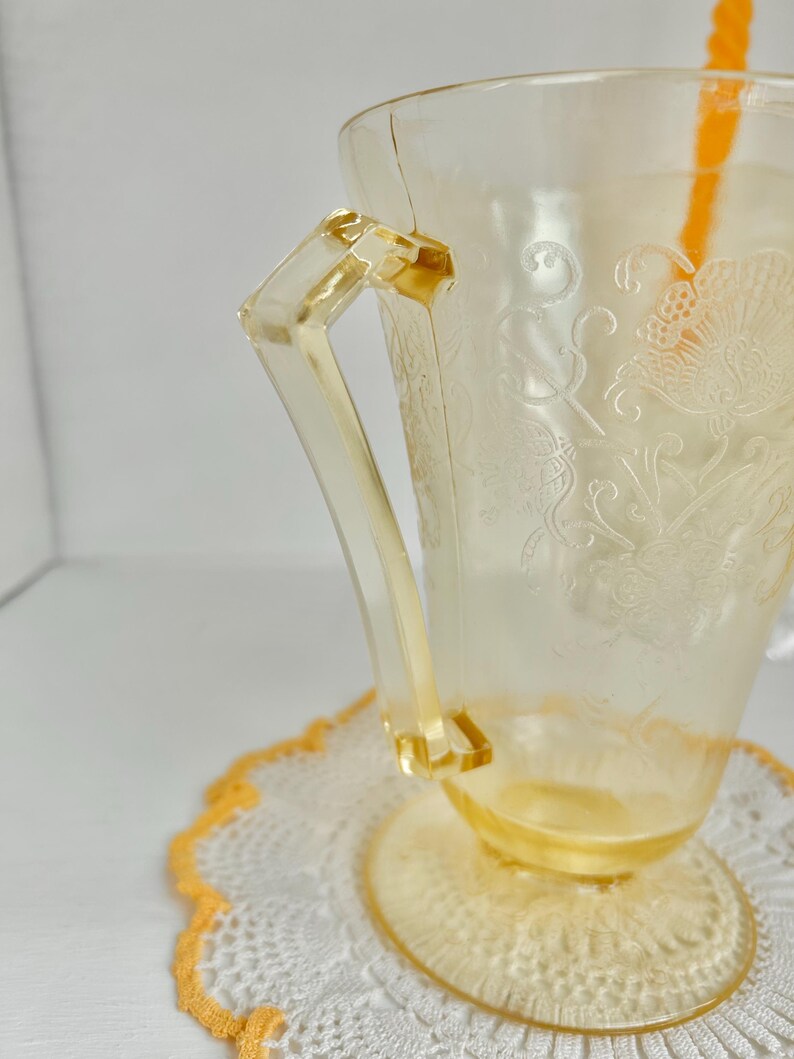 Vintage Hazel Atlas Yellow Depression Glass Pitcher – Florentine Poppy ...