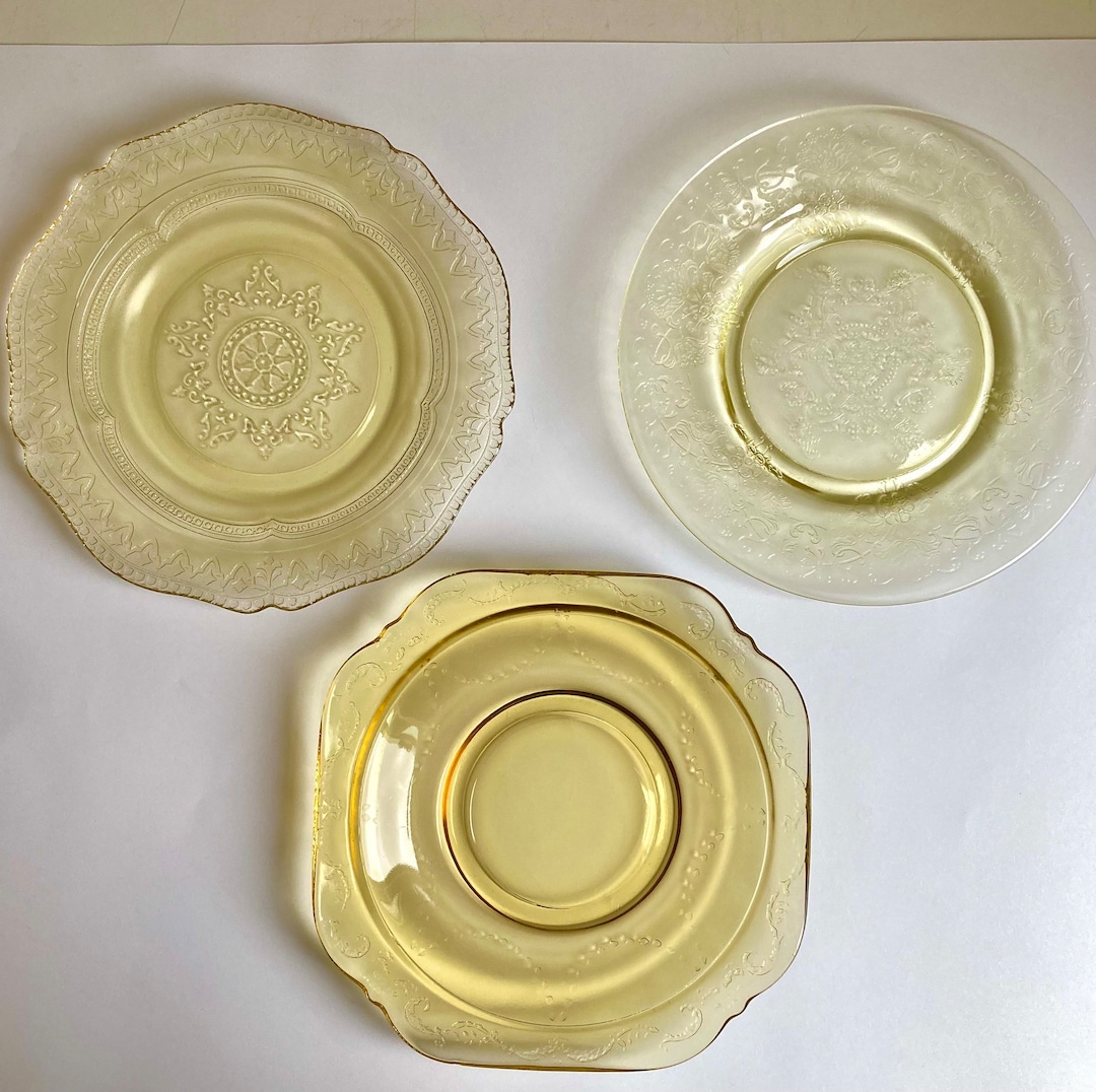 Yellow Depression Glass 6” Small Plates in 3 Patterns. CHOOSE From ...