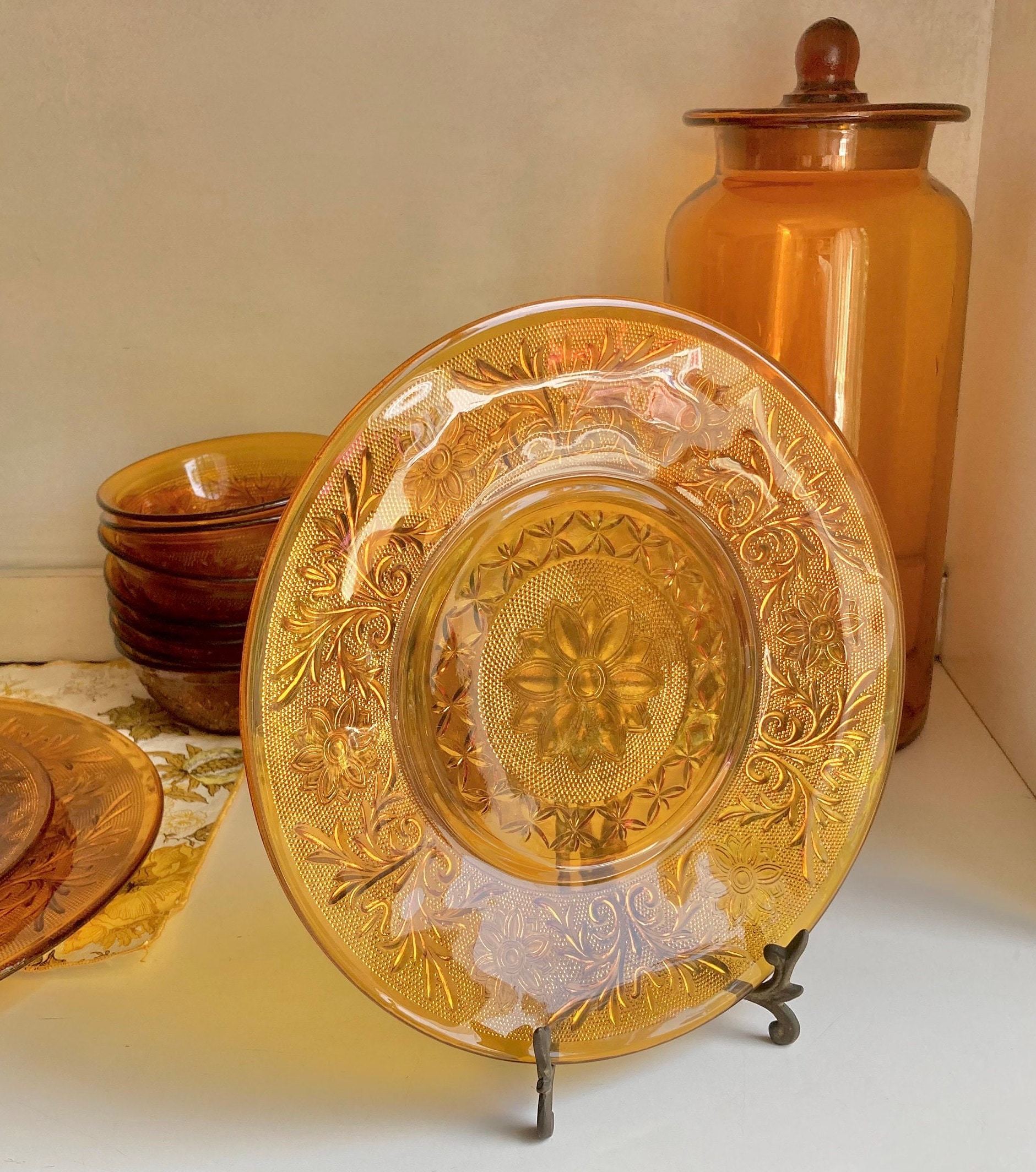 Antique Amber Glass Dishes
