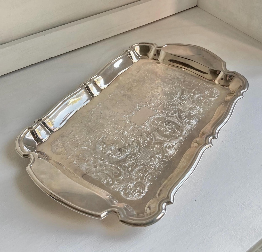 Vintage Oneida USA Silverplate Tray - Scalloped Edge, Elegant Modest ...