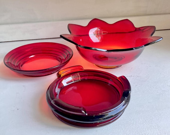 Vintage Red Amberina Glassware - CHOOSE From Fenton, Cadmium UV Glow ...