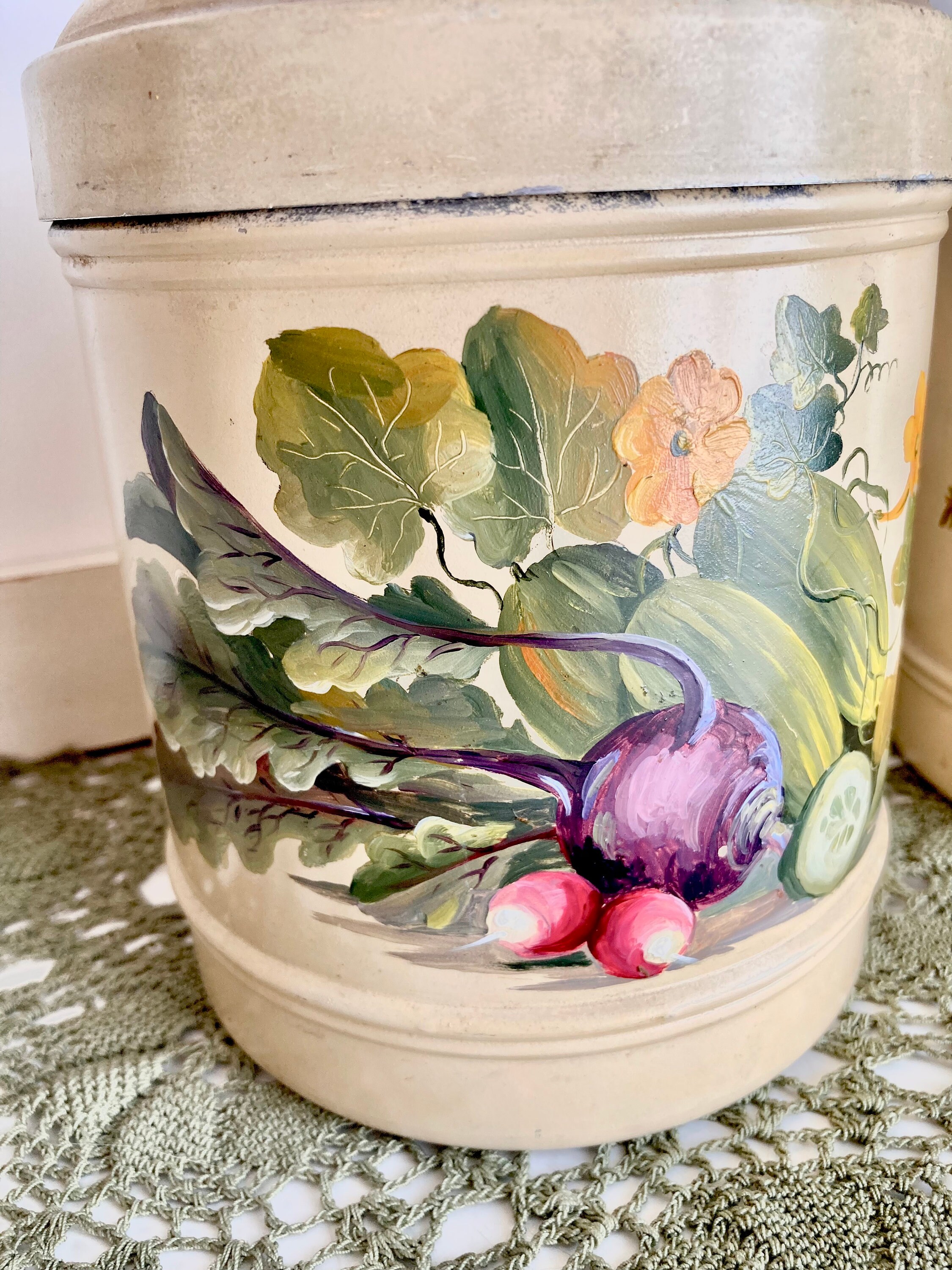 Vintage Hand-painted Kitchen Canisters Vegetable Theme - Etsy