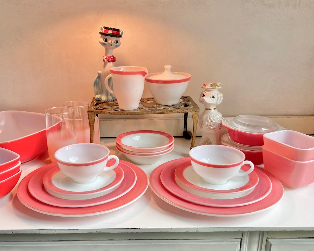 1950s Flamingo Pink Banded Pyrex, Red Pyrex and Pink Blendo Choose From ...