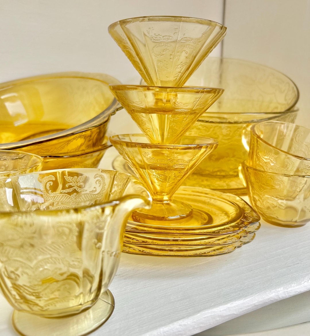Vintage Madrid Pattern Yellow Depression Glass – Federal Glass, Various ...