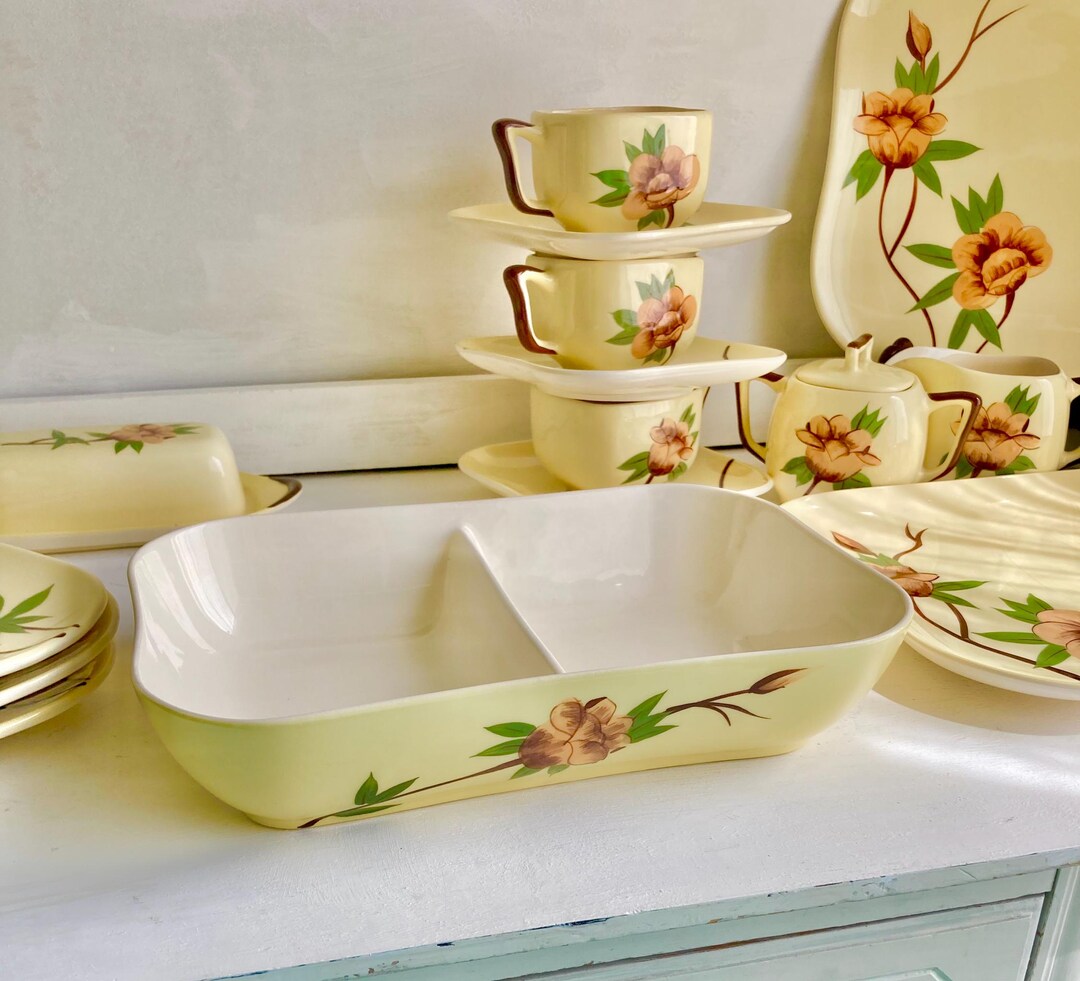 Vintage Weil Ware Yellow Rose Ceramic Dining Pieces - Mid-century ...