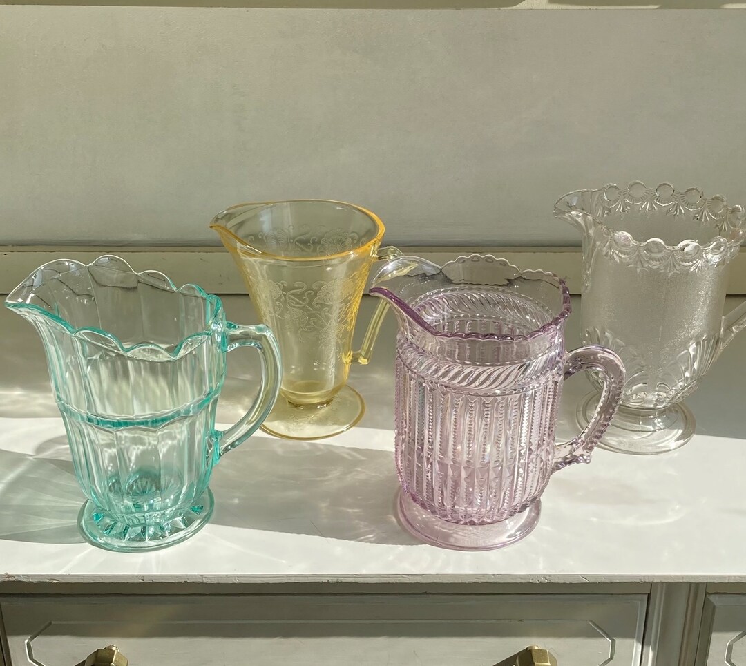 Vintage Glass Full-sized Water Pitchers Choose From Turquoise, Yellow ...