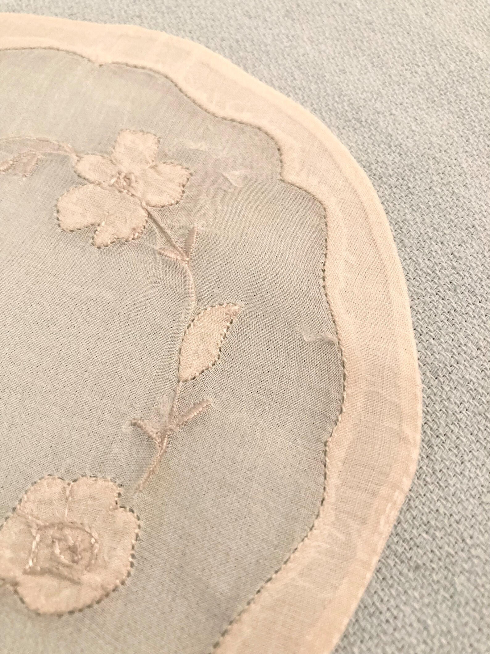 Madeira Linen/organdy Ecru Hand-stitched Floral Cocktail Rounds - Set ...