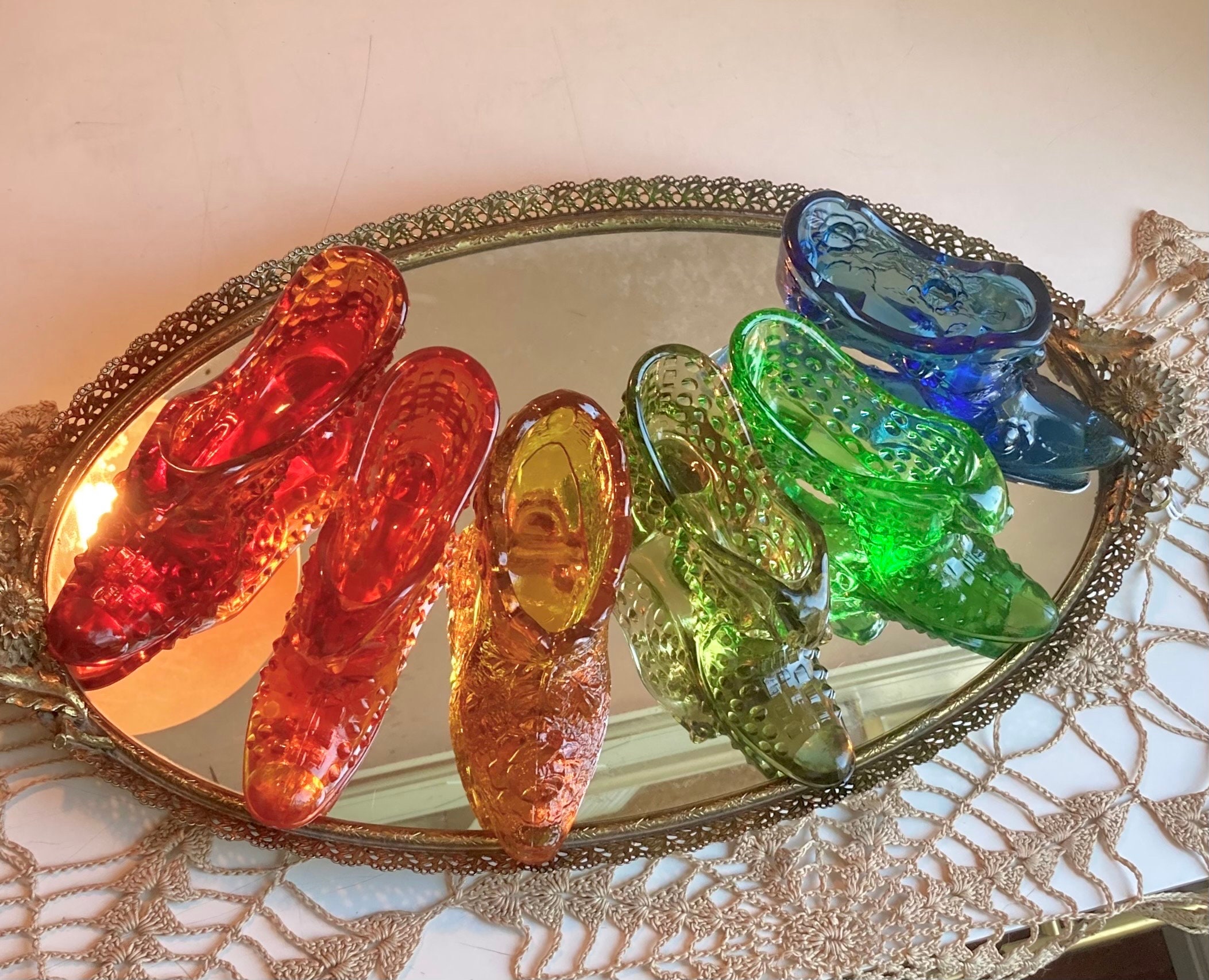 Vintage Fenton Colored Glass Shoes CHOOSE From 6 - Etsy