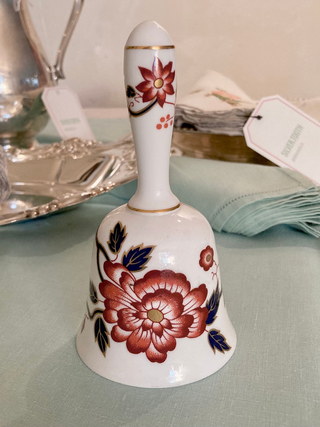 Vintage Bone China Bell - Auburn Chrysanthemum on White - Crown for ...